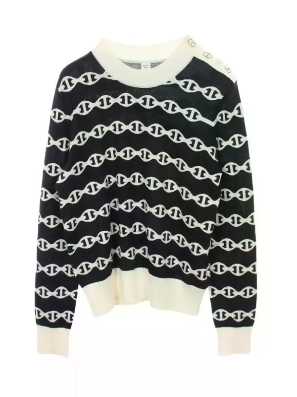 Hermès 2010s Chaîne D'ancre-print Button Sweater