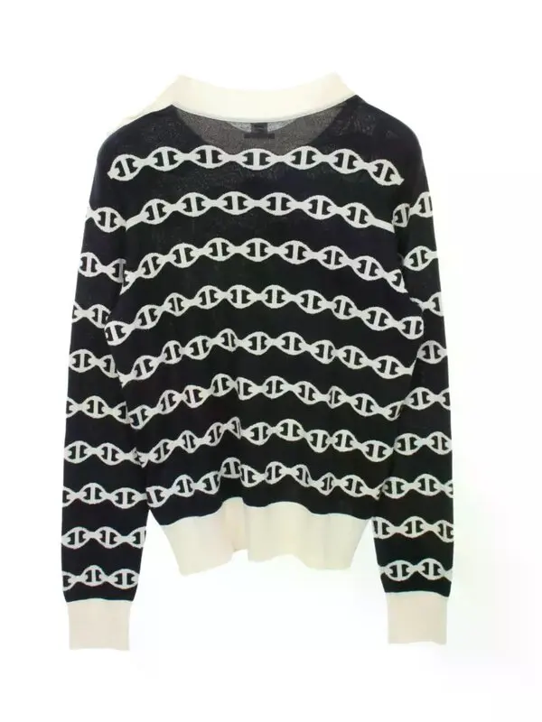 Hermès 2010s Chaîne D'ancre-print Button Sweater
