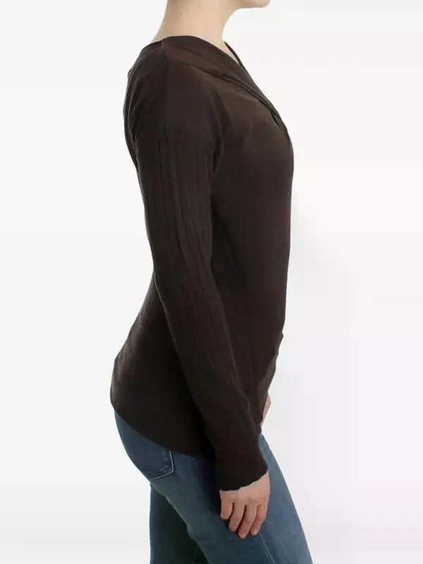 Roberto Cavalli Crossover-neck Ribbed-knit Sweater