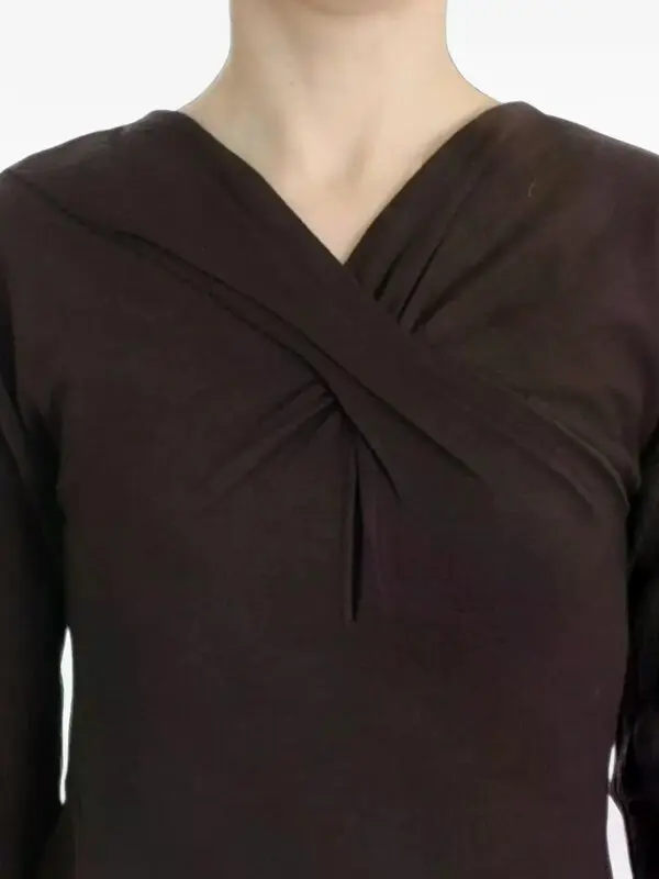 Roberto Cavalli Crossover-neck Ribbed-knit Sweater