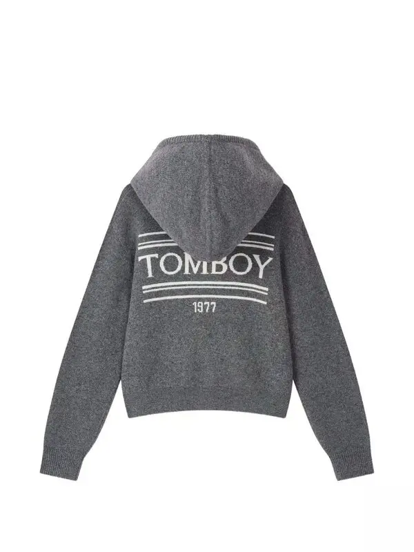 STUDIO TOMBOY Logo-intarsia Knit Zip-up Hoodie