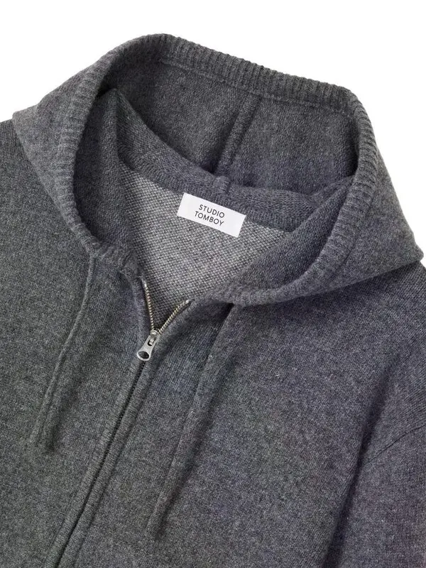 STUDIO TOMBOY Logo-intarsia Knit Zip-up Hoodie