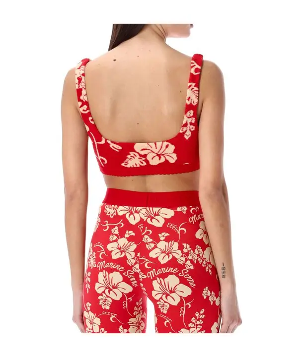 MARINE SERRE Floral-jacquard Square Neck Towel Bralette