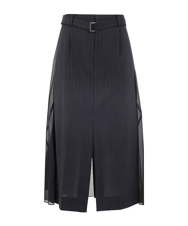 Sacai Stripe Belted Midi Skirt