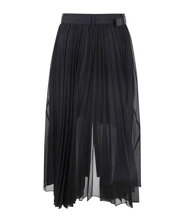 Sacai Stripe Belted Midi Skirt