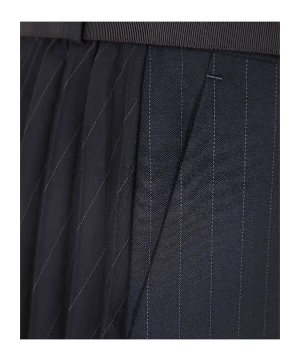 Sacai Stripe Belted Midi Skirt