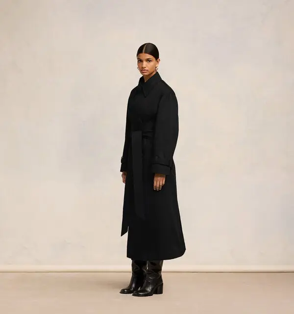 AMI Paris Belted Cotton Trench Coat