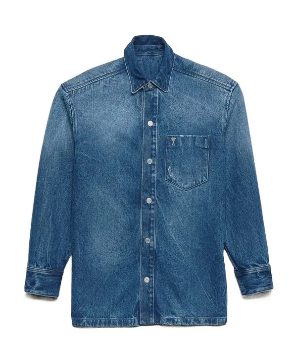AMI Paris De Coeur-plaque Denim Jacket