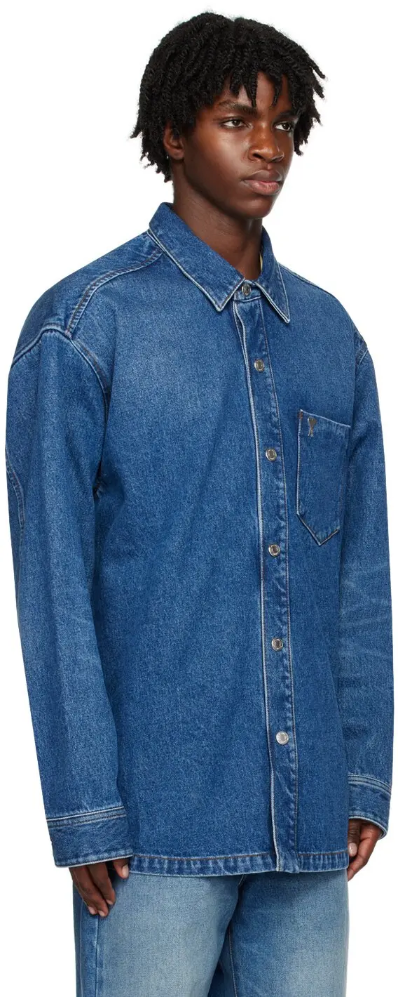 AMI Paris De Coeur-plaque Denim Jacket