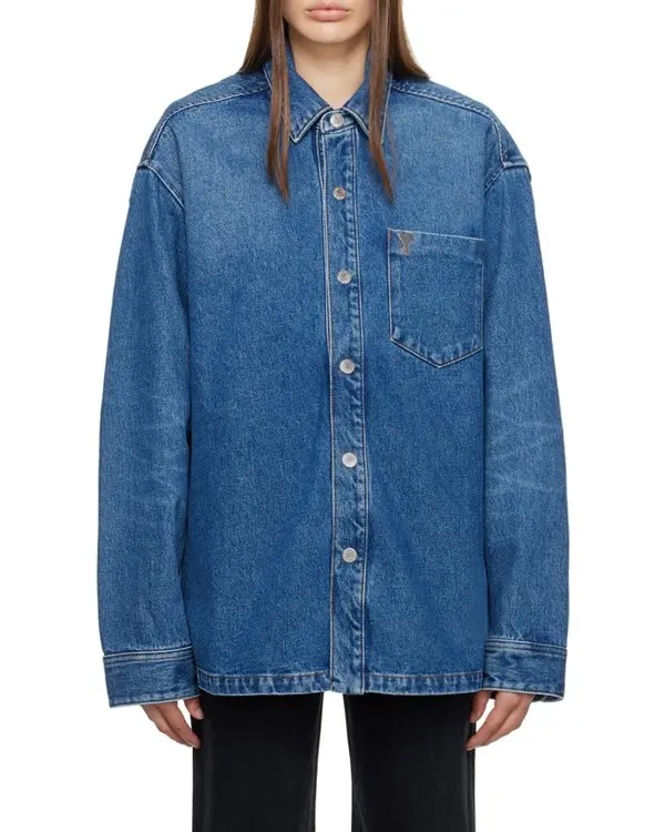 AMI Paris De Coeur-plaque Denim Jacket