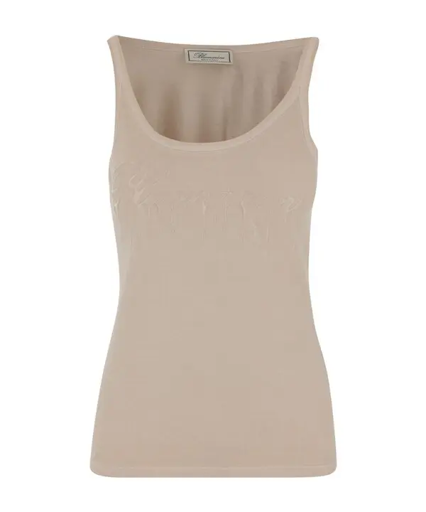 Blumarine Dripping-effect Logo Jersey Top