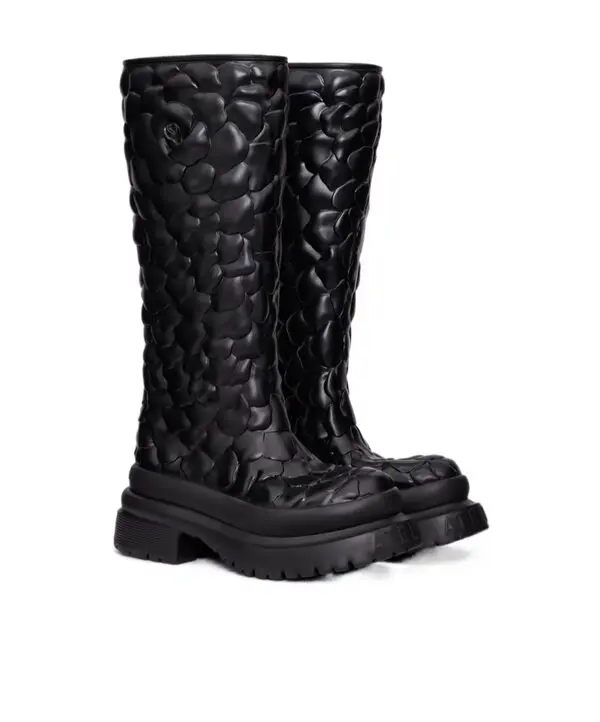 Valentino Garavani Atelier Floral-embossed Mid-calf Rain Boots