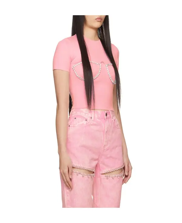 AREA Crystal-embellished Bustier-cup T-shirt