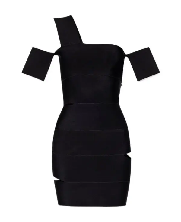 Alexander McQueen Cut-out One-shoulder Mini Dress