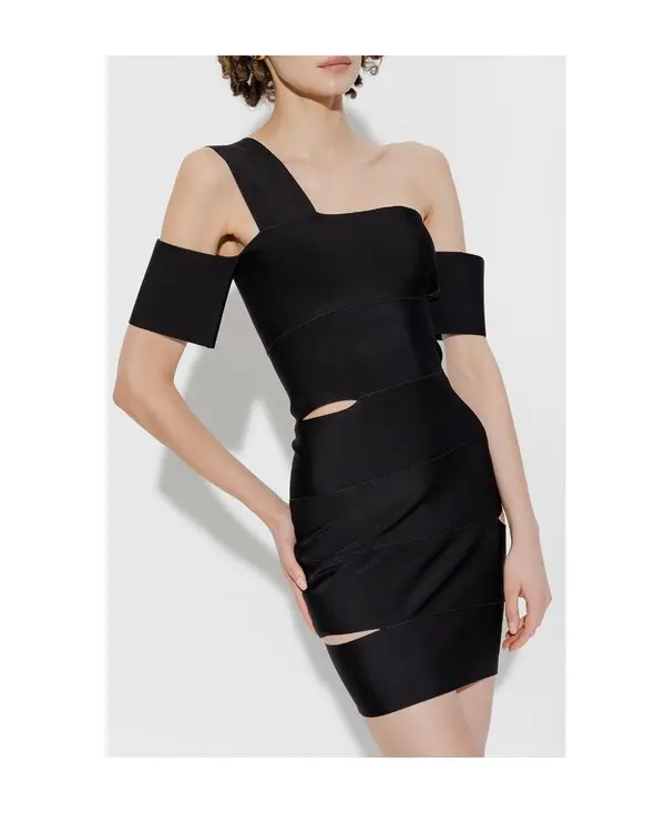 Alexander McQueen Cut-out One-shoulder Mini Dress