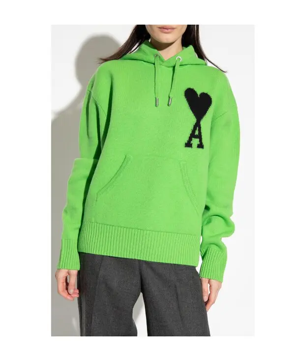 AMI Paris De Coeur Wool Knitted Hoodie