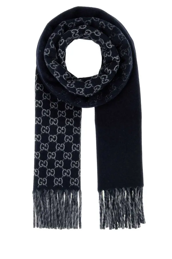 Gucci Embroidered Wool Blend Scarf - Multicolor