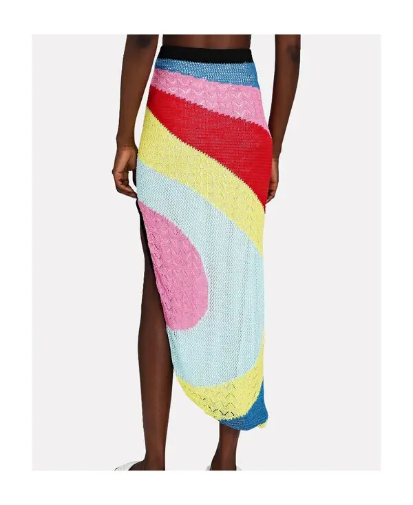 Staud Striped Asymmetric Knitted Skirt