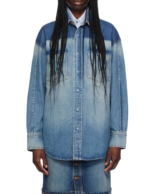 Victoria Beckham Drop Shoulder Denim Shirt - Blue