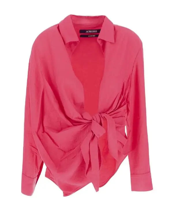 Jacquemus Bahlia Tie-up Detailed Blouse - Red