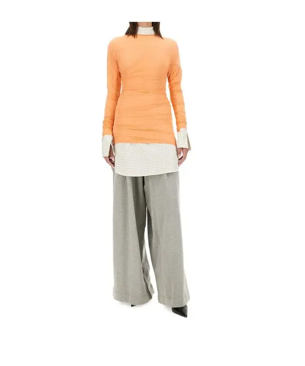 Dries Van Noten Fitted Draped T-shirt - Orange