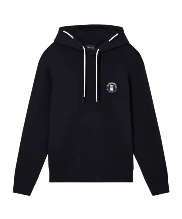 Emporio Armani Logo Patch Drawstring Hoodie