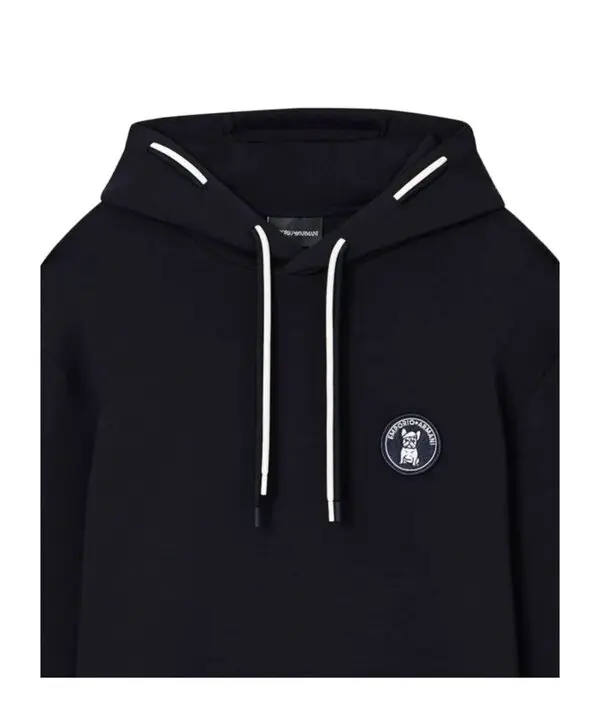 Emporio Armani Logo Patch Drawstring Hoodie