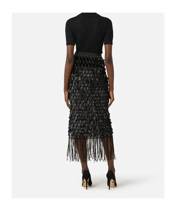 Elisabetta Franchi Basket-stitch Tassel Knit Top