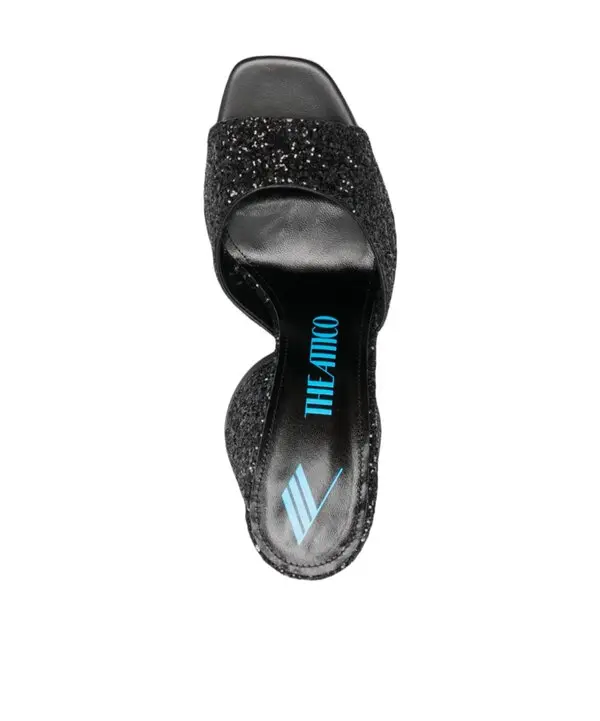 Attico Luz 105mm Glitter-embellished Mules - Black