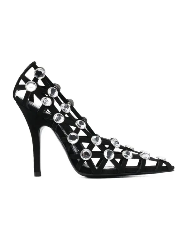 Attico Grid 105mm Rhinestone-embellished Pumpss