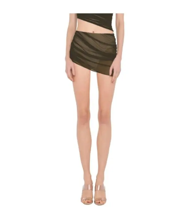 Norma Kamali Diana Draped Mesh Mini Skirt