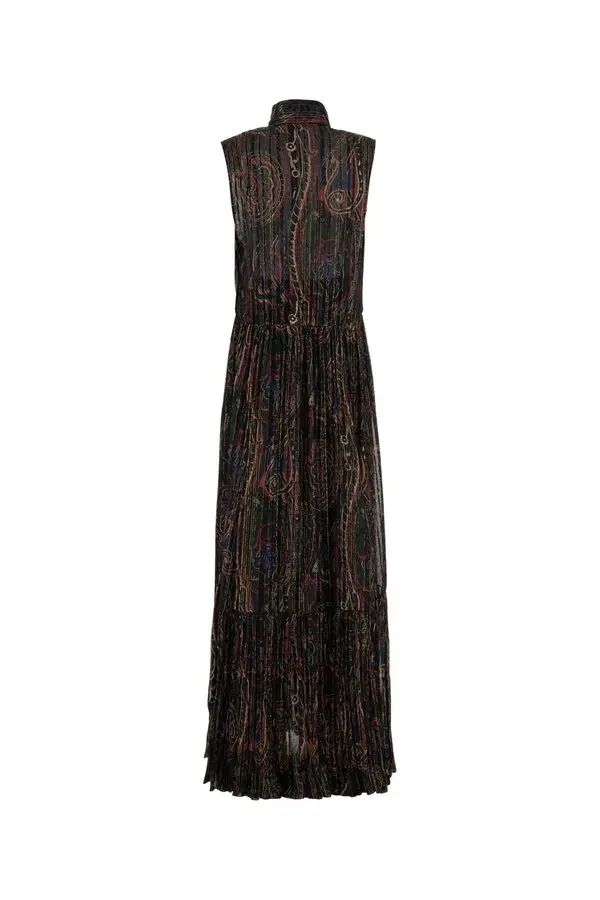 Saint Laurent Printed Silk Blend Long Dress