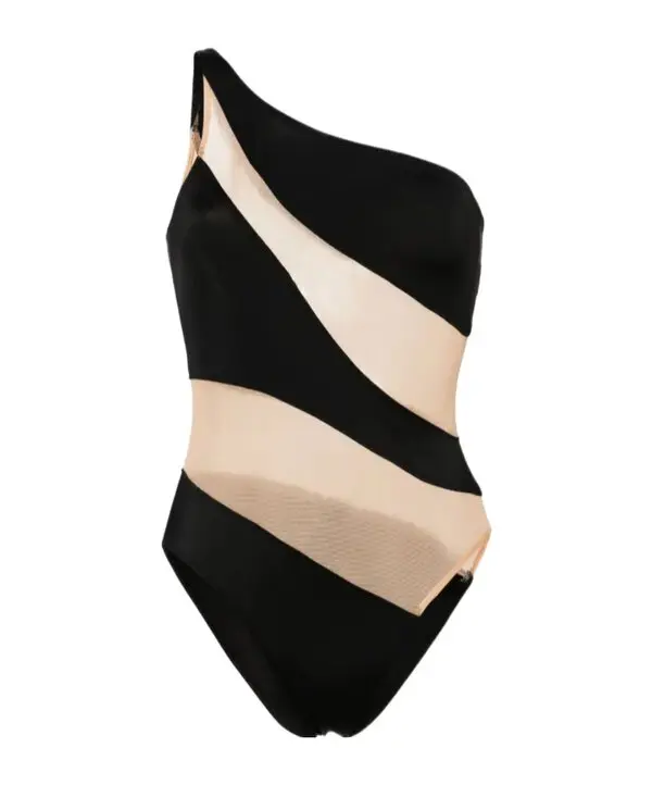 Norma Kamali Snake Mesh Mio One-shoulder Swuimsuit - Black
