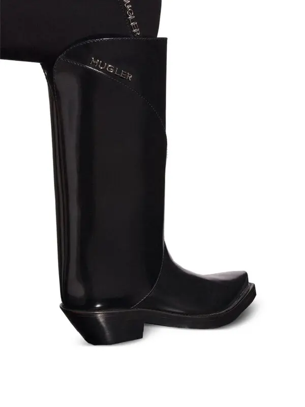 MUGLER Pointed Leather Boots