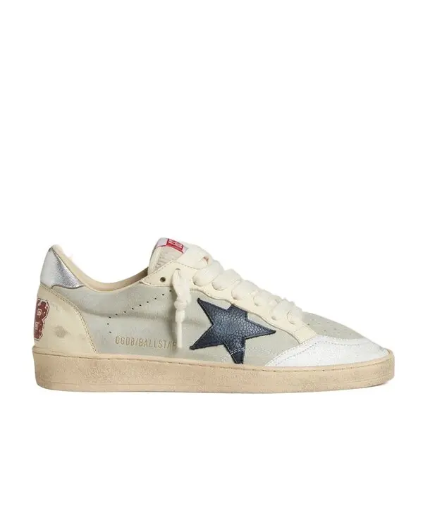 GOLDEN GOOSE Ball Star In Gray Suede With Blue Nubuck Star And Laminated Leather Heel Tab - Grey