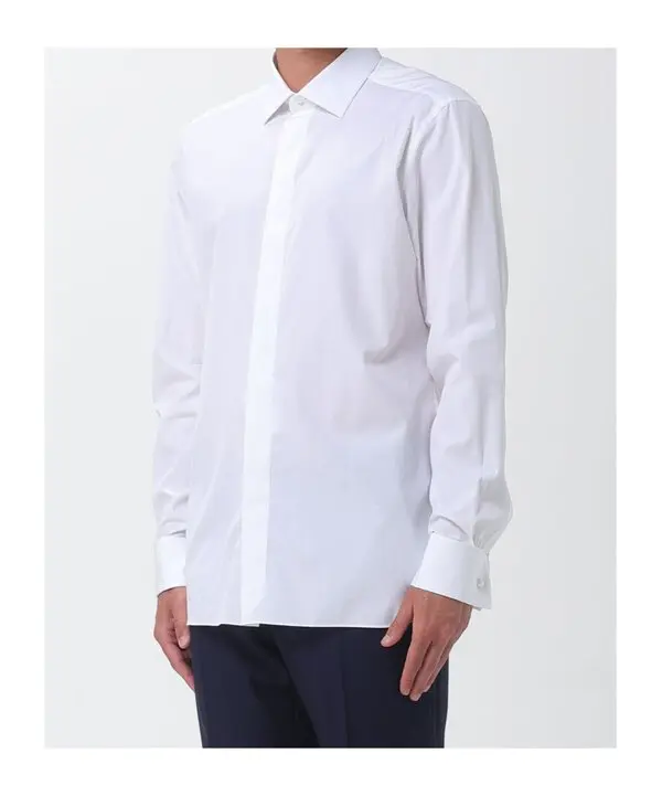 Zegna Poplin-texture Classic-collar Shirt - White