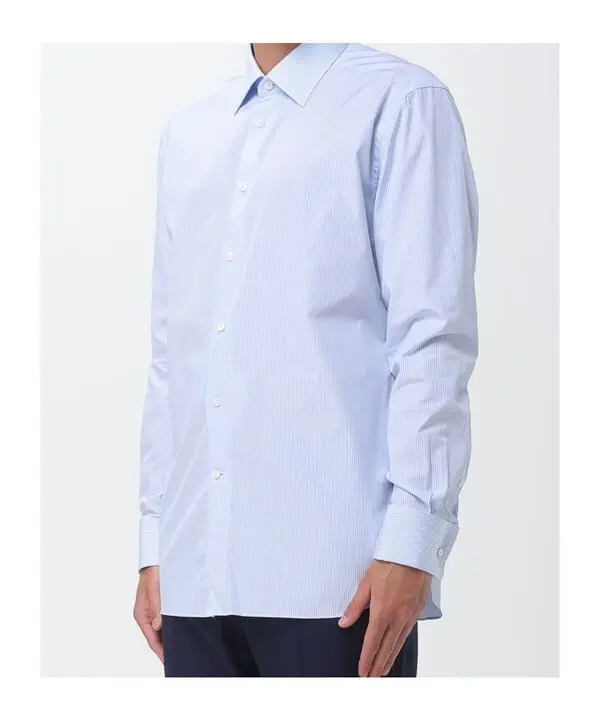 Zegna Striped Poplin Shirt - Blue