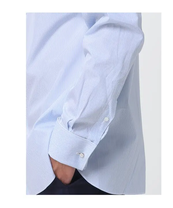 Zegna Striped Poplin Shirt - Blue