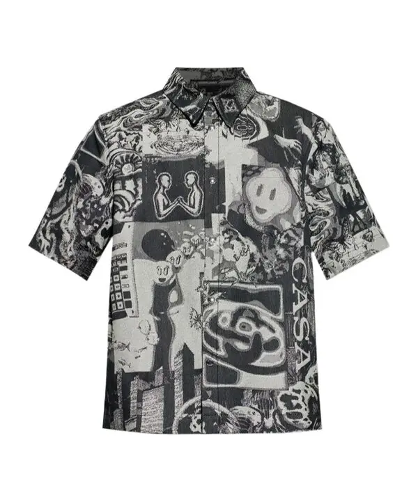 Casablanca Collage Print Short Sleeve Shirt