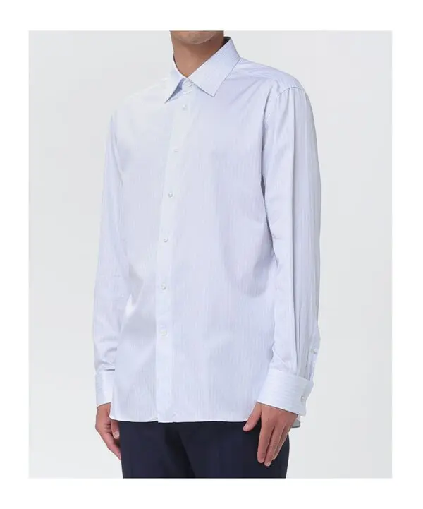 Zegna Striped Poplin Shirt - Blue