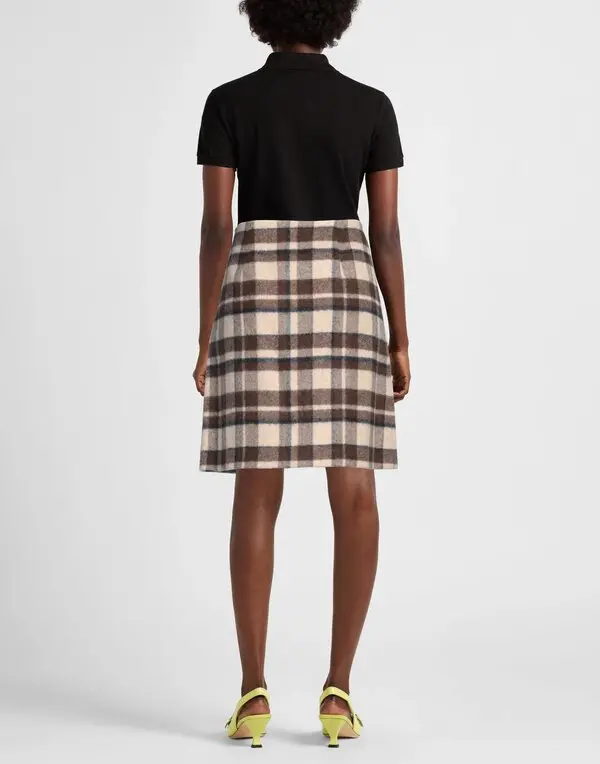 Max Mara Plaid Wool Umbrella Skirt