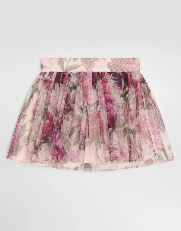 Dolce & Gabbana Peony-print Tulle Skirt