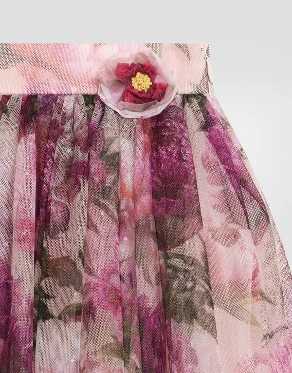 Dolce & Gabbana Peony-print Tulle Skirt