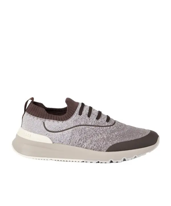 Brunello Cucinelli Logo Embossed Knitted Lace-up Sneakers