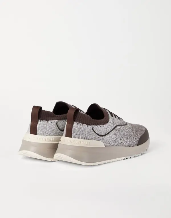 Brunello Cucinelli Logo Embossed Knitted Lace-up Sneakers