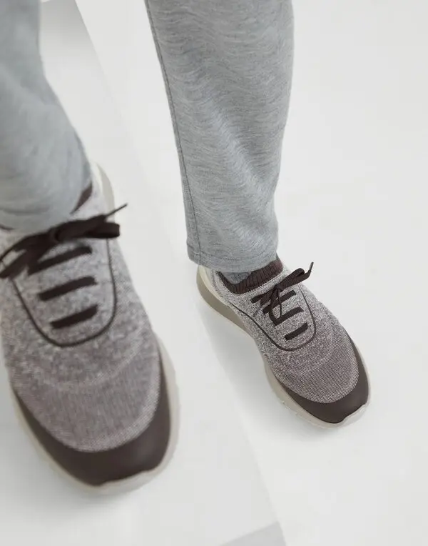 Brunello Cucinelli Logo Embossed Knitted Lace-up Sneakers