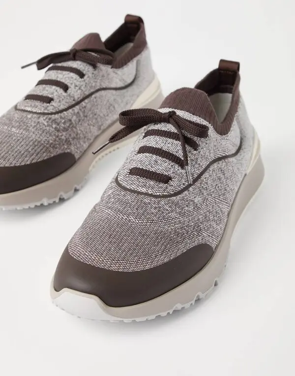 Brunello Cucinelli Logo Embossed Knitted Lace-up Sneakers