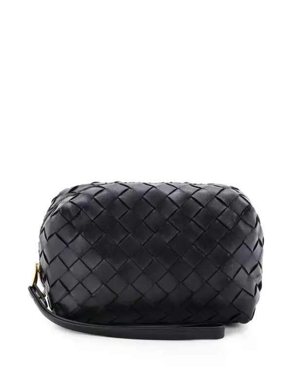 Bottega Veneta Wristlet Cosmetic Intrecciato Nappa Pouch - Black