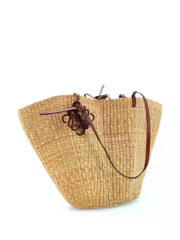 Loewe Shell Basket Bag Woven Raffia Medium Bucket Bag