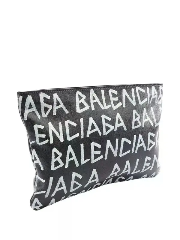 Balenciaga 2018-2026 Leather Graffiti Clutch Bag